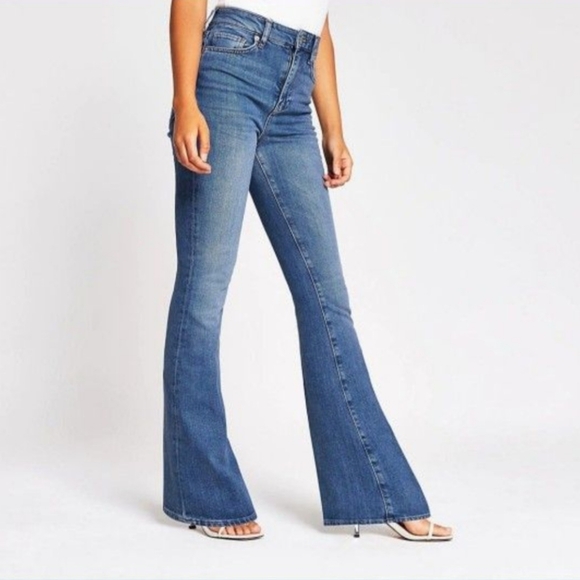 Jeans | River Island Flare Denim Jeans Size Uk 1r Eur 36r Us 02 | Poshmark